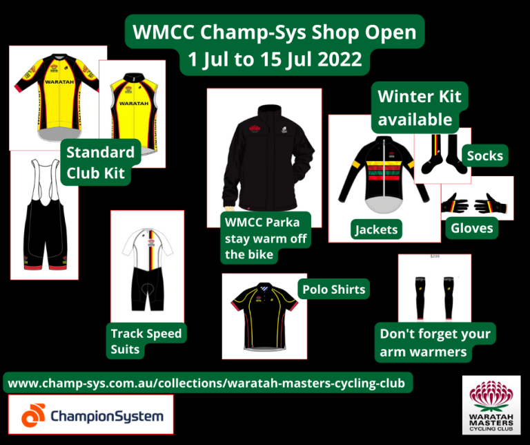 WMCC Uniform Shop Open 1 to 15 Jul 2022 – Waratah Masters Cycling Club