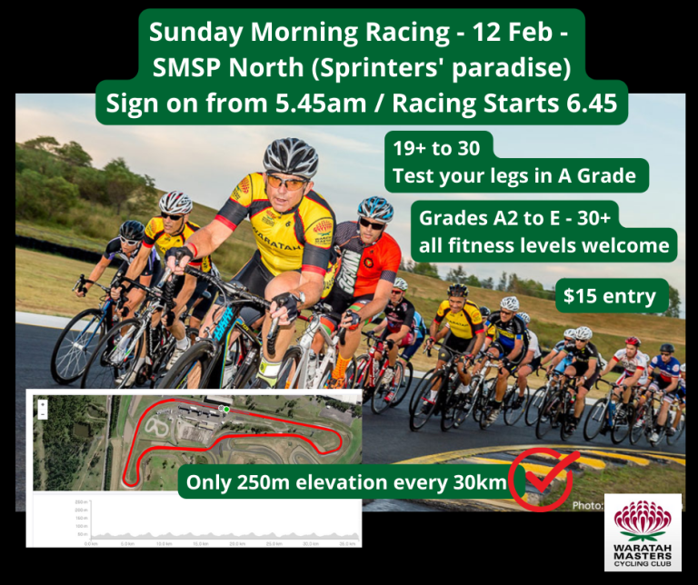 Sunday Racing 12 Feb – SMSP North – Waratah Masters Cycling Club