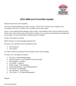 2024 AGM & Committee Update – Waratah Masters Cycling Club